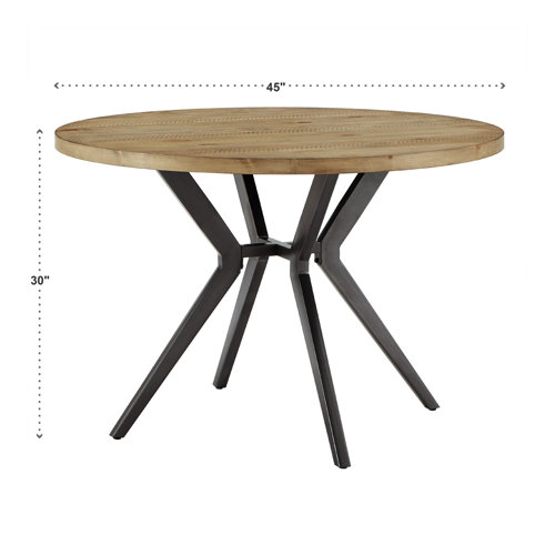 Mercury Row® Etna Round Solid Wood Top Metal Base Dining Table & Reviews | Wayfair